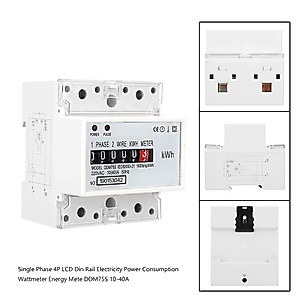 Watris Veiyi DDM75S 10-40A Single Phase KWH Meter, 4P Din Rail Energy Meter, Electric Meter, Electronic Din Rail KWh Meter, LED Electricity Power Consumption Wattmeter Energy Meter