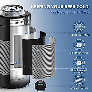 Vemingo 4-IN-1 Insulated Can Cooler, Double-Walled Stainless Steel Insulator for 12 OZ Standard Cans/Slim Cans & 12 OZ Bottles, for Women/Men