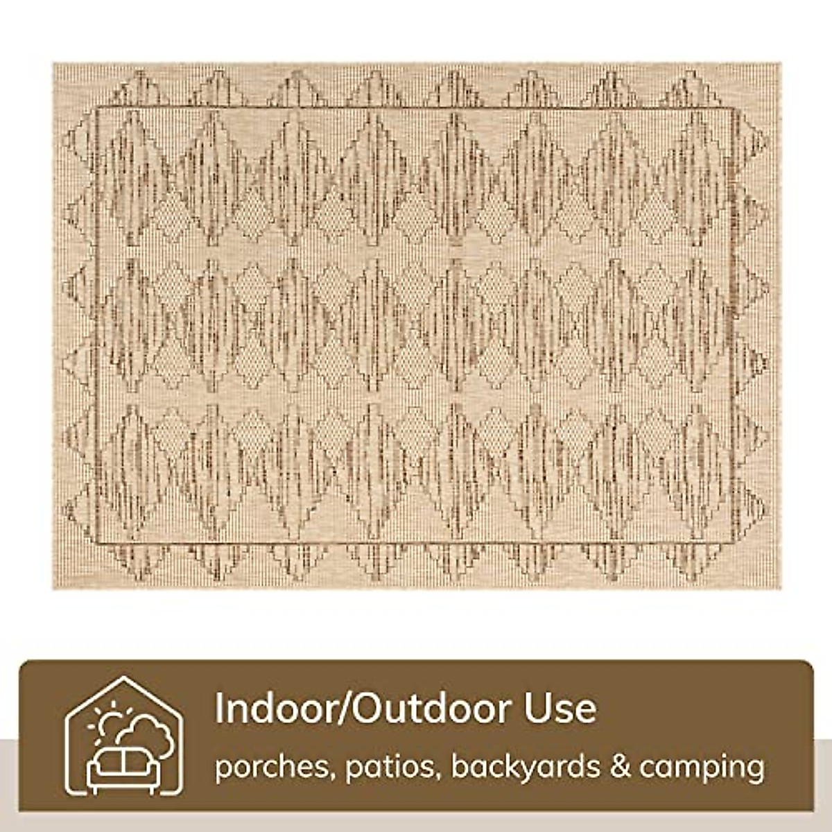 Well Woven Medusa Vidar Trellis Diamond Pattern Indoor/Outdoor Beige Flatweave 7'10'' x 10'6" Area Rug
