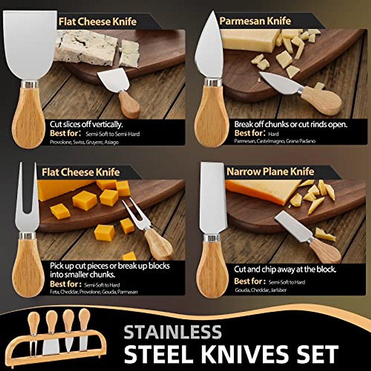 Bamboo Cheese Board and Knife Set - Extra Large Charcuterie Boards Set & Accessories, Large Wooden Cheese Platter Tray with Cutlery - Unique Housewarming, Bridal Shower, Anniversary & Wedding Gift