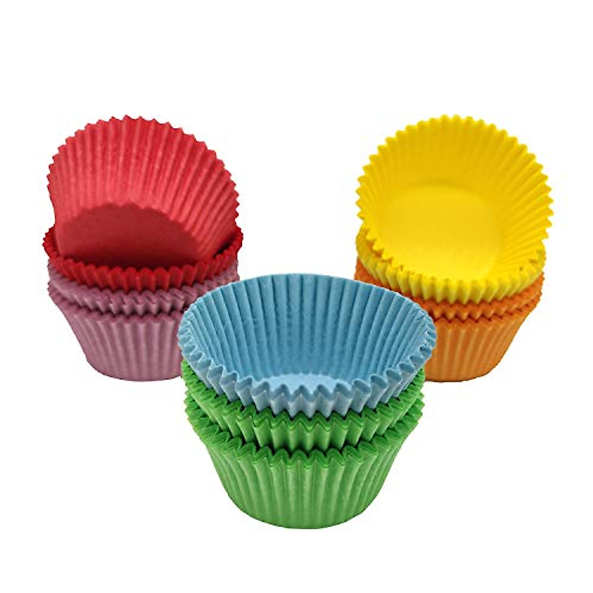Mombake Standard Rainbow Bright Greaseproof Cupcake Liners Paper Baking Cups Assorted 6 Colors, 200-Count