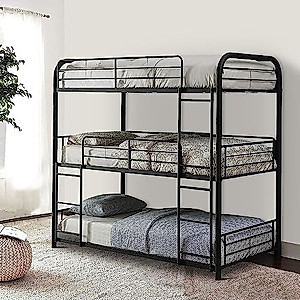 Acme Cairo Metal Frame Full Triple Bunk Bed in Sandy Black