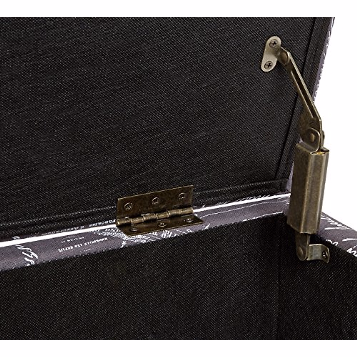 FIRST HILL FHW Endora Rectangular Fabric Storage Ottoman with Script-Style Pattern - Storm Grey