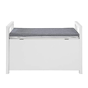 Haotian FSR76-W, Storage Shoe Bench with Lift Up Top and Padded Seat Cushion, Bench with Storage Chest, Toy Box