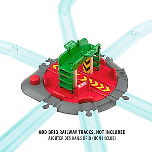 BRIO World 33476 - Turntable & Figure | 2 Piece Wooden Toy Train Accessory for Kids | Multiple Track Connection Points | Spacious Turntable | Poseable Train Engineer Figure | Ages 3 and Up