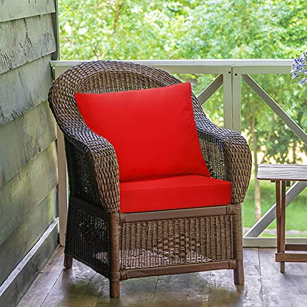 Giantex Patio Cushion Set with Pillow, Deep Seat and Back Cushion, Outdoor Chair Pads with Ties, Cushion Replacement for Patio Furniture, Waterproof 6 Inch Thick Indoor Floor Cushion