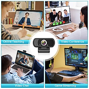 ZIQIAN HD Webcam 1080P Webcam,Live Streaming Web Camera with Stereo Microphone, Desktop or Laptop USB Webcam with 100 Degree View Angle for Conferencing, Streaming, Gaming.Video Calling (N5 Webcam)