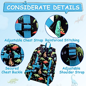 VASCHY Dinosaur Backpack for Boys, Kids Water Resistant Lightweight Backpack for Toddlers Daycare Preschool Blue