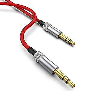 Saipomor 3.5mm to 3.5mm Male Auxiliary Replacement Cord Audio Cable Compatible with Speaker Headphones Car Tablet Laptops Smartphones (Red/5ft)