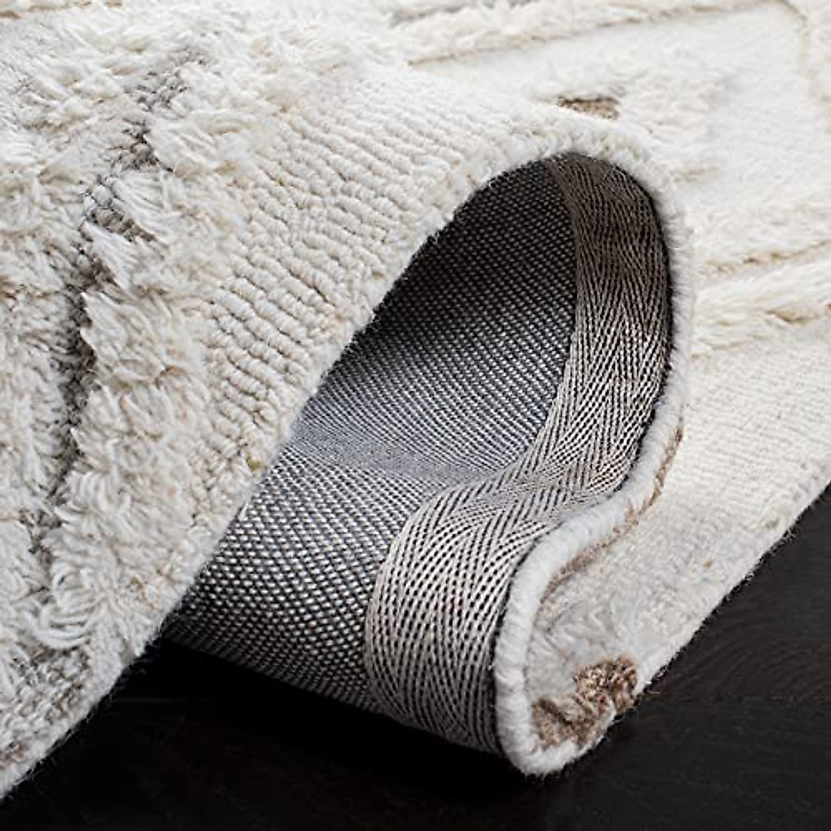 Safavieh Casablanca Collection 4' Square Ivory/Brown CSB975A Handmade Moroccan Premium Wool Entryway Living Room Foyer Bedroom Accent Rug