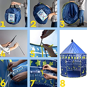 Creatov Kids Tent Toy Prince Playhouse - Toddler Play House Blue Castle for Kid Children Boys Girls Baby for Indoor & Outdoor Toys Foldable Playhouses Tents with Carry Case Great Birthday Gift Idea