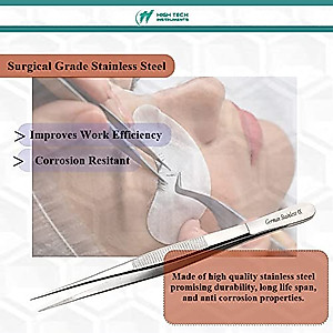 Professional Stainless Steel Tweezers 6" with Fine Serreted Precision Straight Tips for Facial Hair, Splinter and Ingrown Hair Removal Used by Women & Men