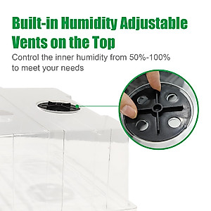 RooTrimmer 4-Set Thick Plastic Seed Starter Trays with Tall Clear Humidity Domes for Nursery Pots Humidity Increasing, Transparent Lids for Plant Growing Seedling Propagation Faster, Germination Kit