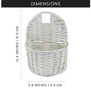 AuldHome Wicker Wall Pocket Baskets (2-Pack, White); Hanging Flower Door Baskets