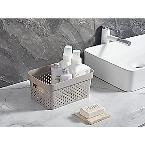 HANAMYA Lidded Storage Bin Organizer | Storage Organizing Container, 5 Liter, Set of 6, Gray