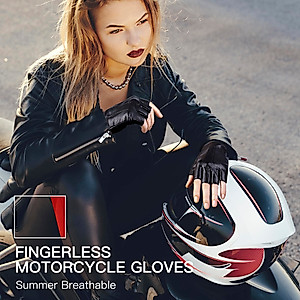 Kebesu Fingerless Driving Riding Leather Gloves Outdoor Anti-Slip Sports Half Finger Gloves for Men Women