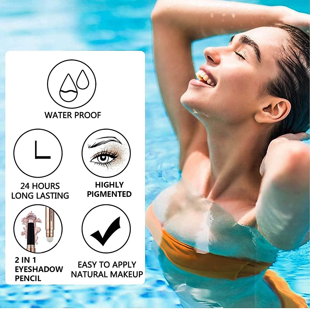 TWLBXMG 2 in1 Orange Copper Eyeshadow Stick Makeup Cream Shimmer Smooth Eyeshadow Pencil Hypoallergenic Natural Waterproof Long Lasting Eye Shadow Pen Highlighter Stick Multi-Dimensional Eyes Look 05