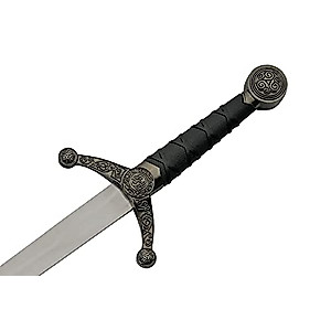 16" Silver Spear-Point Replica Medieval Celtic Knot Knife with Scabbard