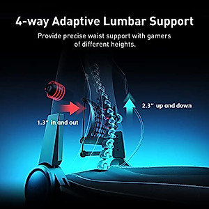 AutoFull M6 RGB Gaming Chair Ergonomic Office Chair with 6D Adjustable Armrests and Built-in Adjustable Lumbar Support PU Leather PC Chair for Adults with Footrest,Black