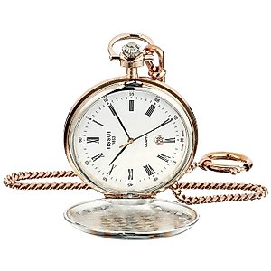 Tissot unisex-adult Savonnette Brass Pocket Watch Rose Gold & Silver T8624102901300