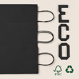 MESHA Gift Bags Black Paper Bags 5.25x3.75x8 Inches 20pcs Small Paper Bags with Handles Bulk,Black Kraft Bags,Grocery Shopping Bags,Wedding Party Favor Bags