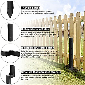 HNEDSEN Heavy Duty Steel Fence Post Repair Stake, Fence Post Anchor Ground Spike Metal for Repair Tilted, Broken Wood Fence Post