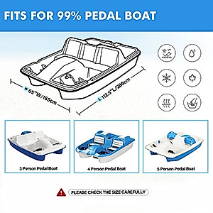 YimSting Pedal Boat Cover, 600D Waterproof Heavy Duty Paddle Boat Cover with 3Pcs Windproof Buckle Straps, Fits Outdoor 3 or 5 Person Pedal Boat, Marine Grade Canvas, Gray
