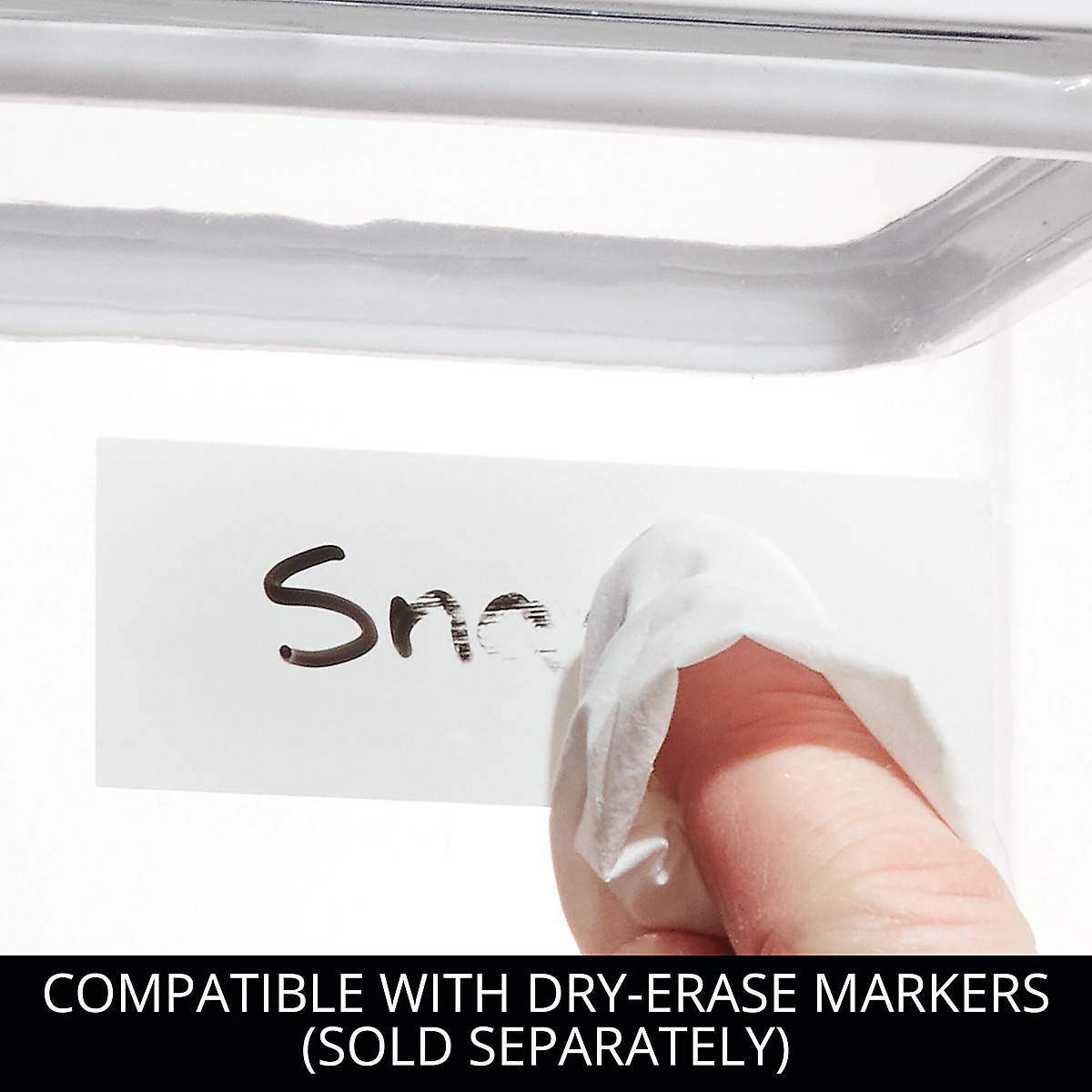 iDesign Recycled Plastic 18.2-Cup Stackable Kitchen and Pantry Storage Canister, Clear/White