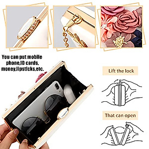 4 Pieces Flower Clutch Purse with Rose Flower Necklace Earrings Set for Women Girls Wedding Floral Evening Bags Bride Clutch Bridal Handbag for Party