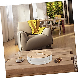 Tofficu 1 Set Office Fruit Plate Round Decorative Tray Chip Box Plastic Serving Tray Serving Plate Wrought Iron Plastic Spraying White Snack Plate Fruit Serving Tray Dried Fruit Box Food