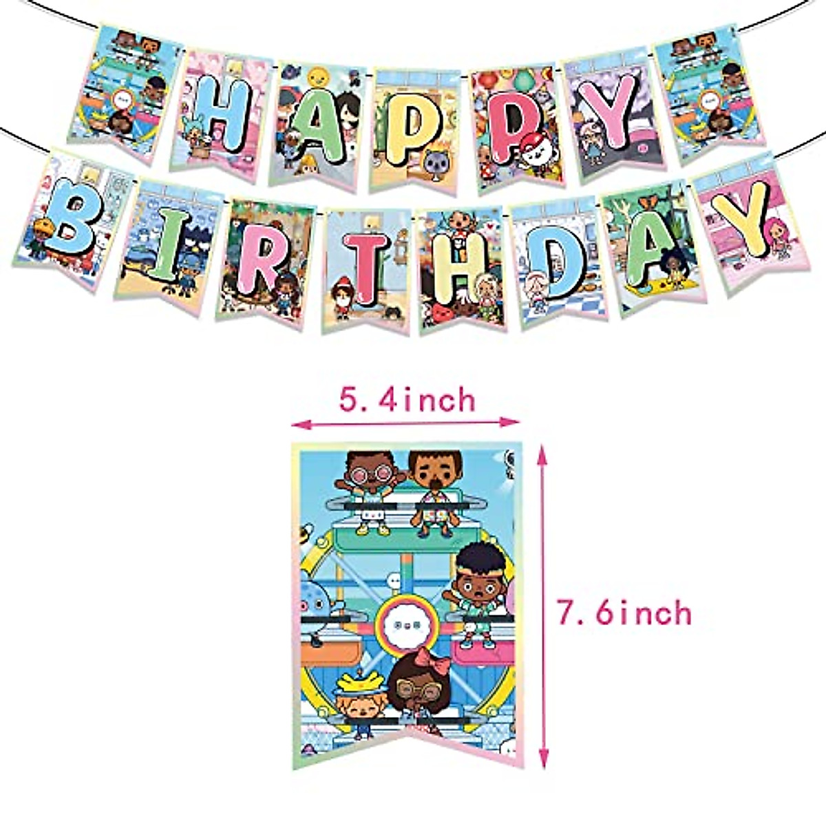 Toca Party Decorations Boca Life Birthday Party Supplies Includes CupCake Toppers, Cake Toppers,Banner Garland, Balloons, Party Favor Pack For Kids