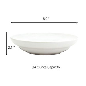 Euro Ceramica White Essential Porcelain Collection, Pasta Bowls Set of 4, Inverted Rim Design, Classic