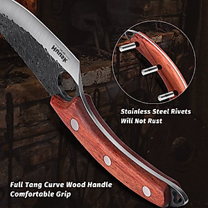 Huusk Japan Knife Set Hand Forged Black Meat Cleaver for Meat Cutting Viking Knife with Sheath Outdoor Cooking Camping Knife Set