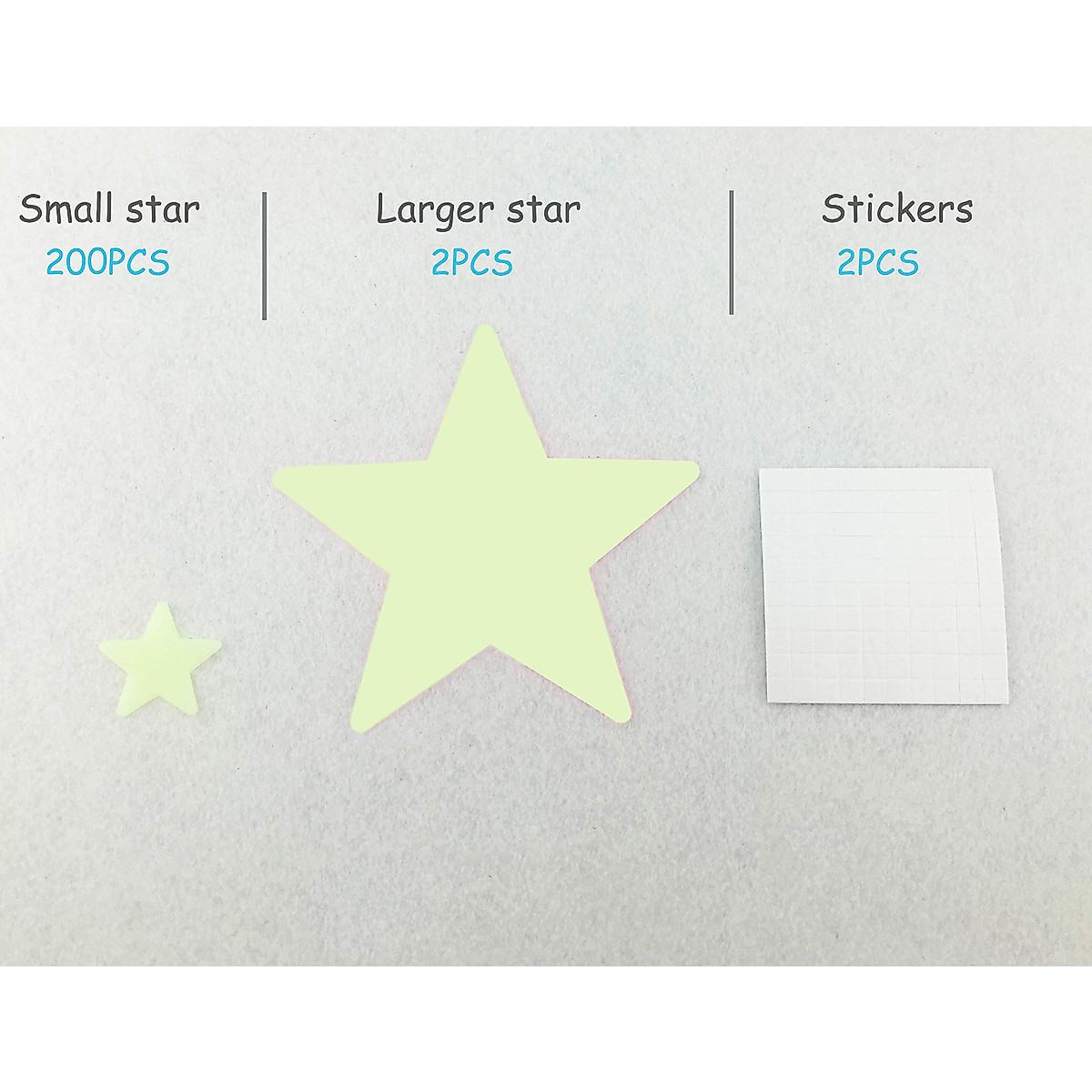 HoneyToys 200PCS 1.2" Luminous Stars Glow in The Dark Fluorescent Noctilucent Plastic Wall Stickers Decals for Home Ceiling Wall Bedroom (Yellow)