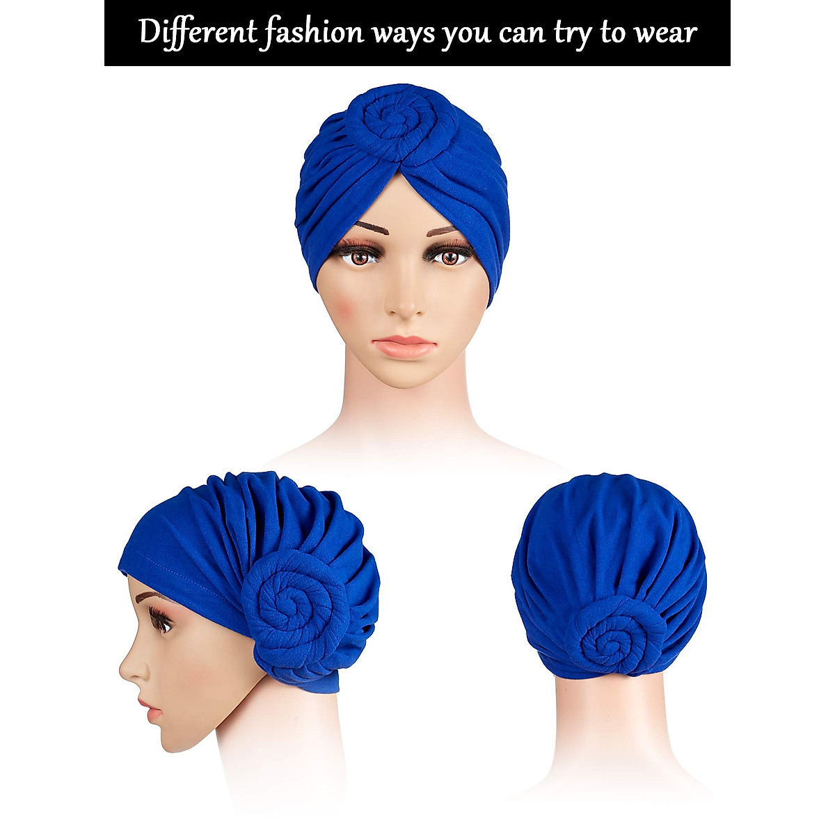 SATINIOR 9 Pieces Women Knotted Turban Hat African Turban Beanie Pre-Tied Bonnet Cap Headwrap Multicolor