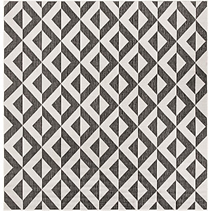 Unique Loom Jill Zarin Jill Zarin Outdoor Collection Area Rug - Napa (10' Square Charcoal Gray/Ivory)