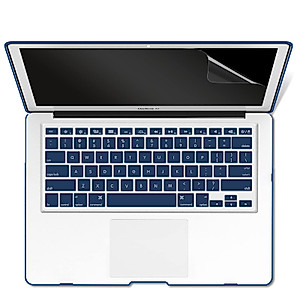 IBENZER Compatible with Old Version MacBook Air 13 Inch Case (2017-2010 Release), Models: A1466/A1369, Plastic Hard Shell Case with Keyboard & Screen Cover for Mac Air 13, Navy Blue, A13NVBL+2