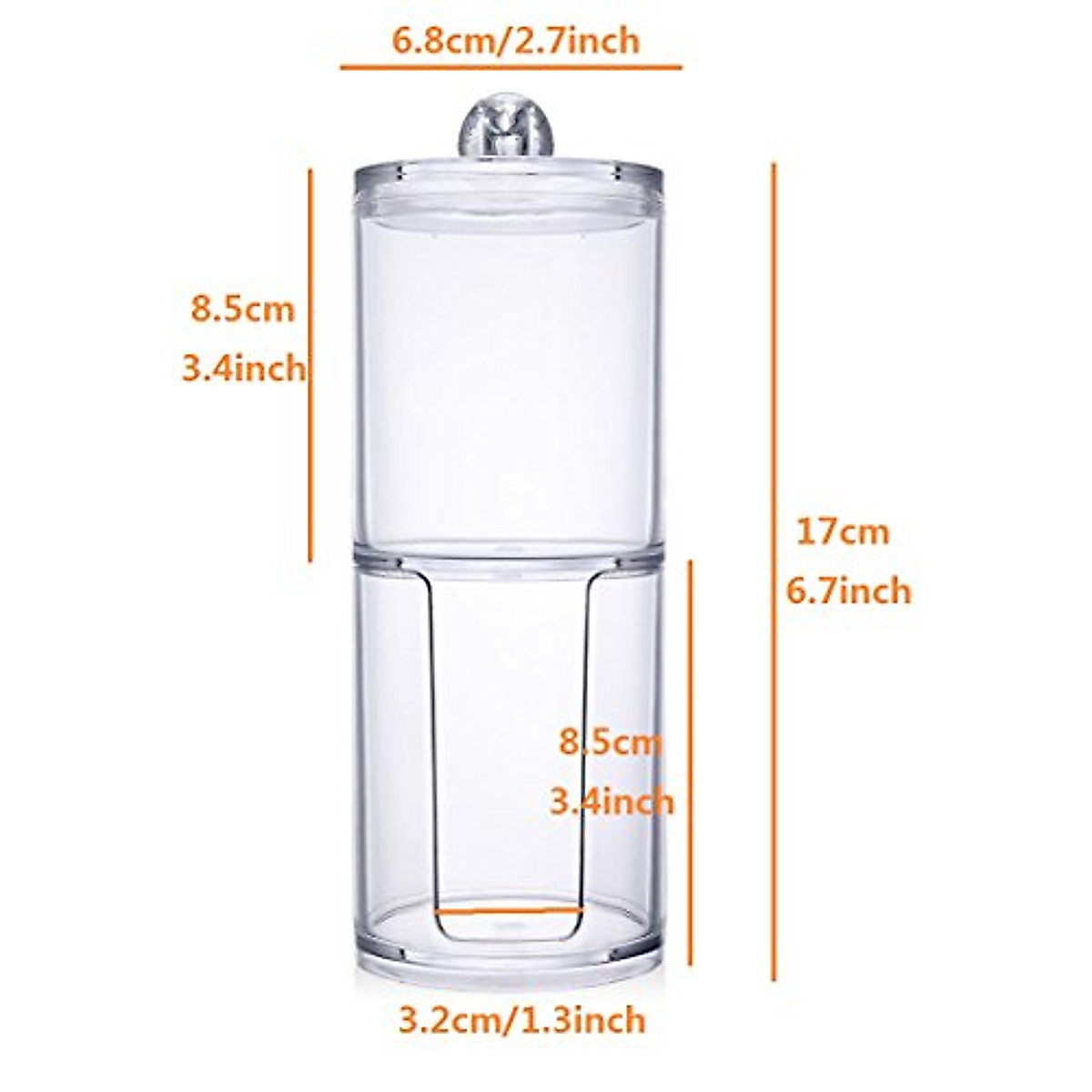 Kamay's Transparent Cotton Ball Pad Swabs Make Up Pads Dispenser Holder Organizer Container with lid Multifunction Acrylic Cosmetic Makeup Organizer (A)