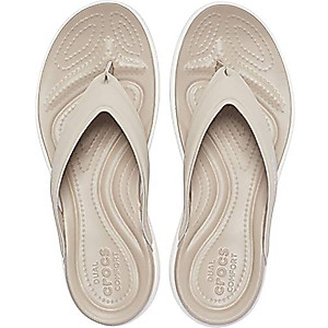 Crocs Capri V Sporty Flip Flops | Sandals for Women, Cobblestone, 11