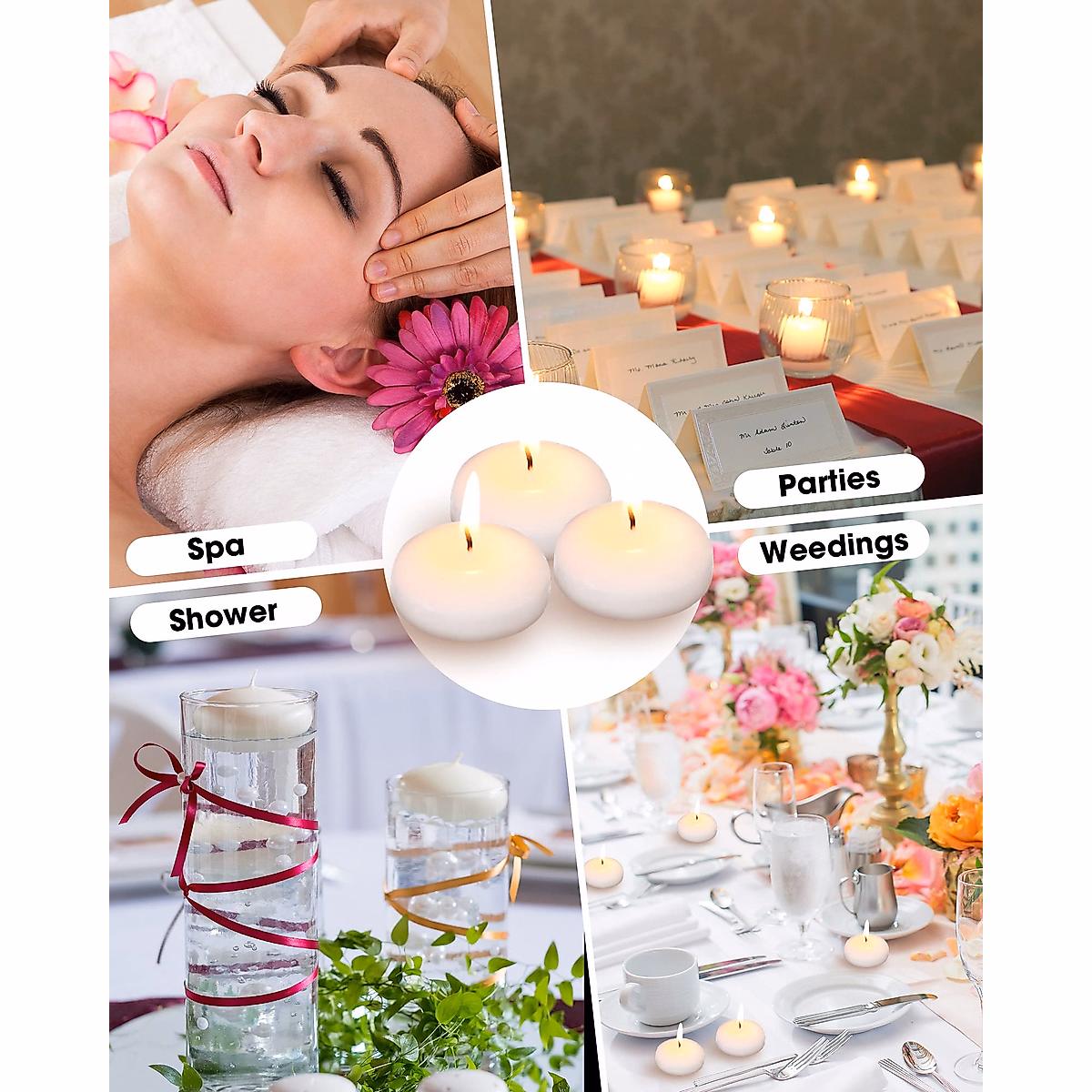 Qunclay 100 Pieces 1.65 Inch Floating Candles Unscented Dripless Tealight Candles Home Decorations Cute Elegant Candle Centerpieces at Wedding for Vases Party Accessories