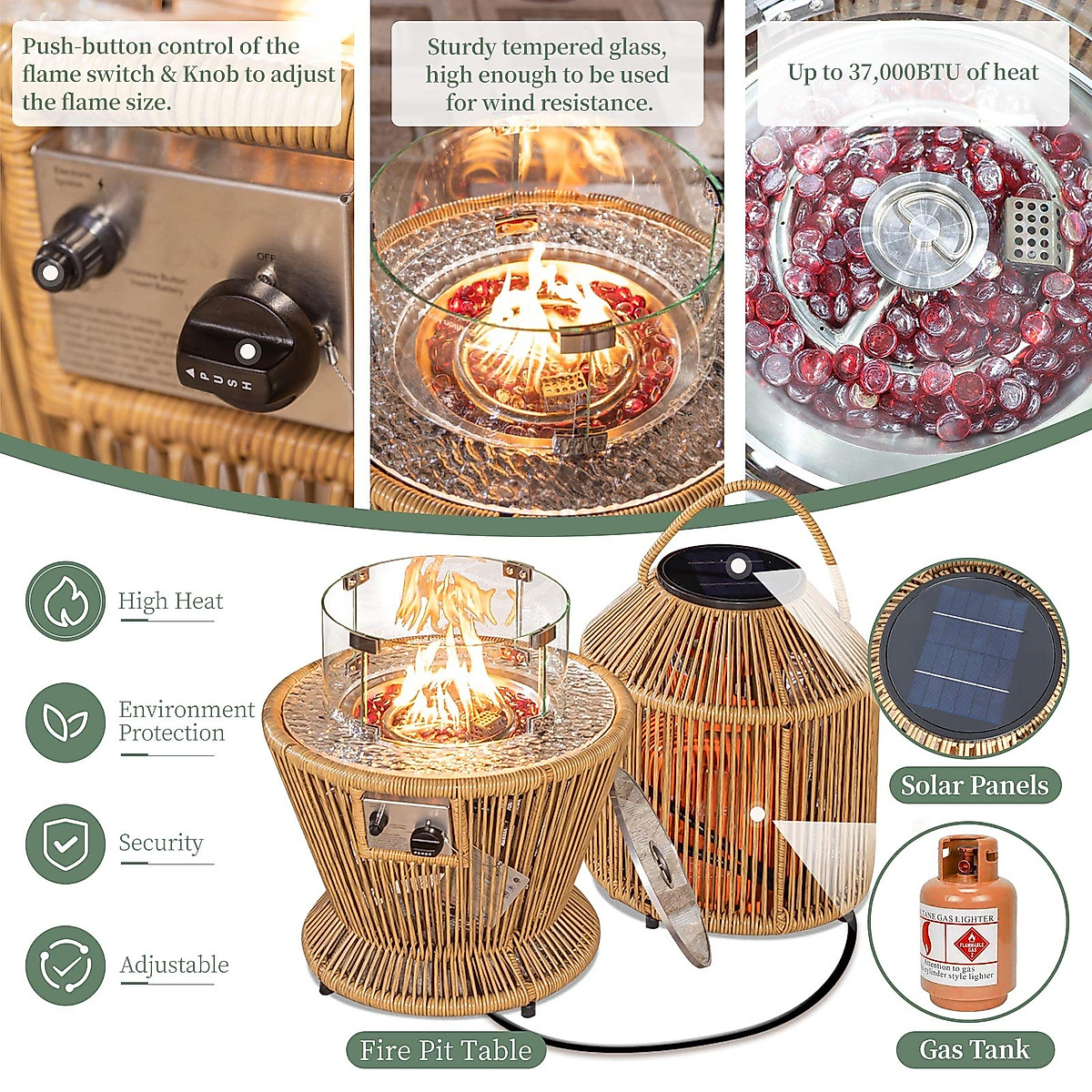 RADIATA Boho Patio Furniture Sets Outdoor Conversation Wicker Bistro Sectional Sofa and Chair Sets for Backyard, Porch, Deck, Garden (9pcs)