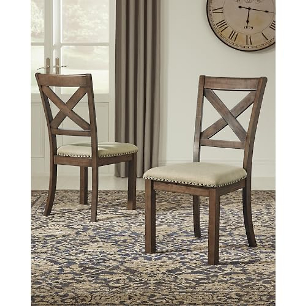 Signature Design by Ashley Moriville Modern Farmhouse 19" Upholstered Dining Room Chair, 2 Count, Brown