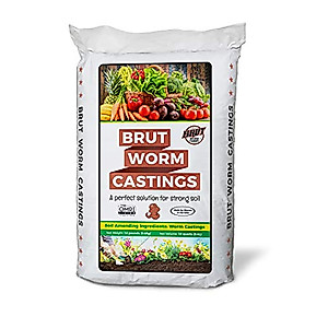BRUT WORM FARMS Worm Castings Soil Builder - 12 Pounds - Organic Fertilizer - Natural Enricher for Healthy Houseplants, Flowers, and Vegetables - Use Indoors or Outdoors - Non-Toxic and Odor Free