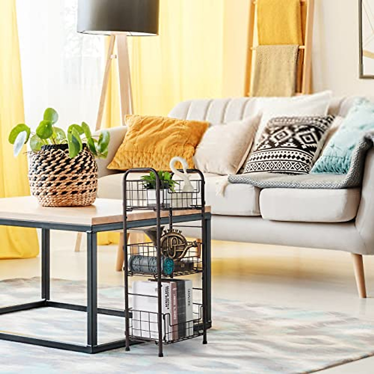 Bathroom Standing Shelf Unit, 3 Tier Towel Storage Shelf Metal Storage Rack for Bathroom Holds Bath, Soap, Shampoo, Paper and Toiletries(Brown)