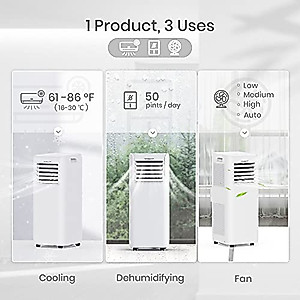 TOSOT 8,000 BTU Air Conditioner Easier to Install, Quiet and 3-in-1 Portable AC, Dehumidifier, Fan for Rooms Up to 250 sq ft, Aovia Series, White
