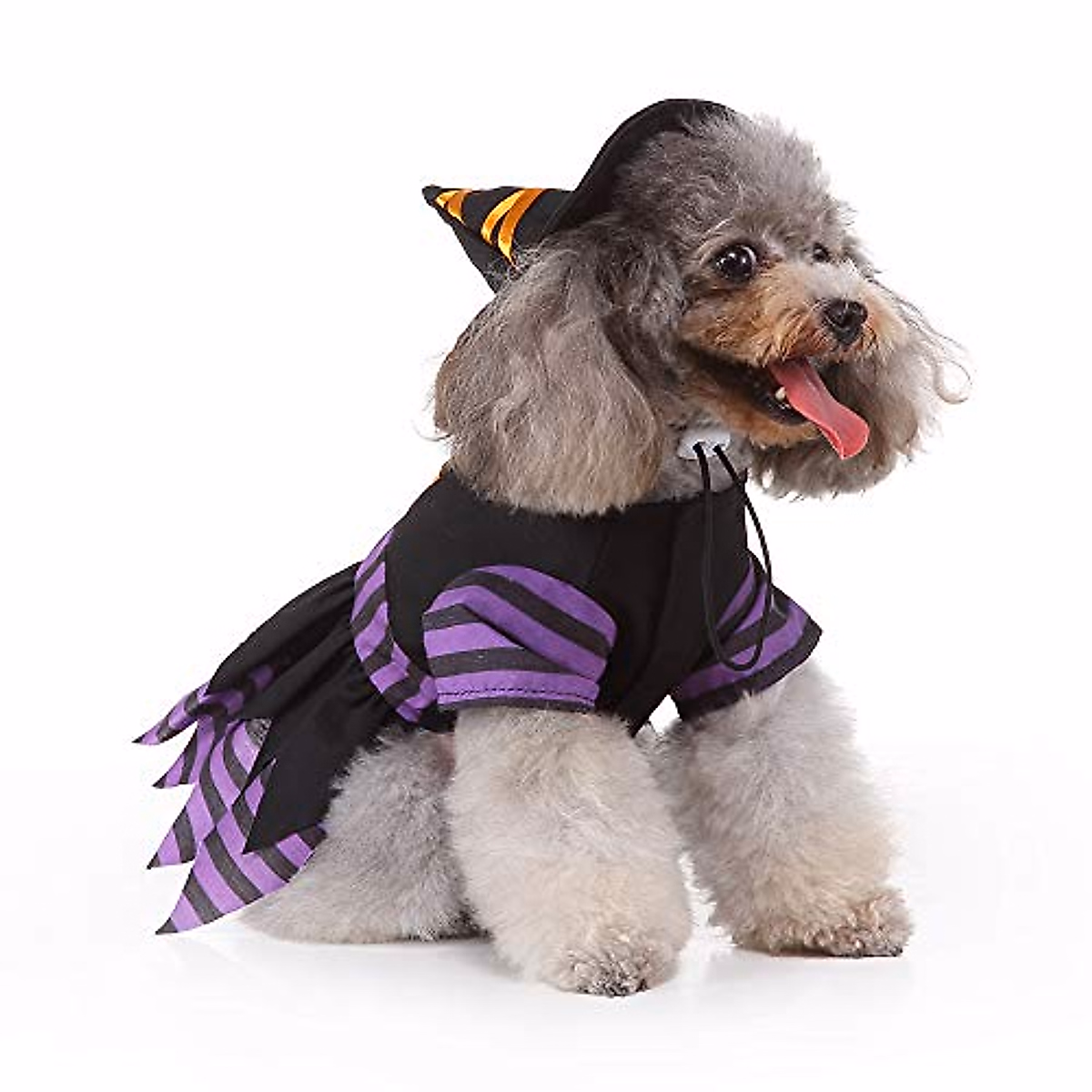 Yoption Dog Cat Witch Dress Costumes with Magic Hat, Pet Halloween Christmas Cosplay Hoodie Funny Outfits Clothes for Puppy Dogs (M)