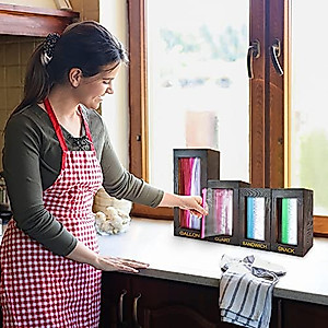 Nasri Ziplock Bag Organizer - Includes 20 Gallon size slider bags - Kitchen Food Storage Bag Organizer for Drawer, compatible with Ziploc and all other Slider and Regular Bags, larger quart box