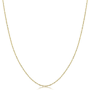 Kooljewelry Solid 14k Yellow Gold Thin Round Cable Chain Necklace (0.7 mm, 16 inch)