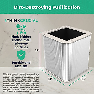 Crucial Air Replacement Particle and Carbon Filter Compatible with Blueair Parts # Blue Pure 211+ & Models Blue Pure 211 Plus Air Purifier Foldable (4 Pack)