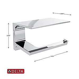 Delta Faucet 79956 Pivotal Wall Mounted Single Post Toilet Paper Holder with Shelf in Polished Chrome, Bath Accessories